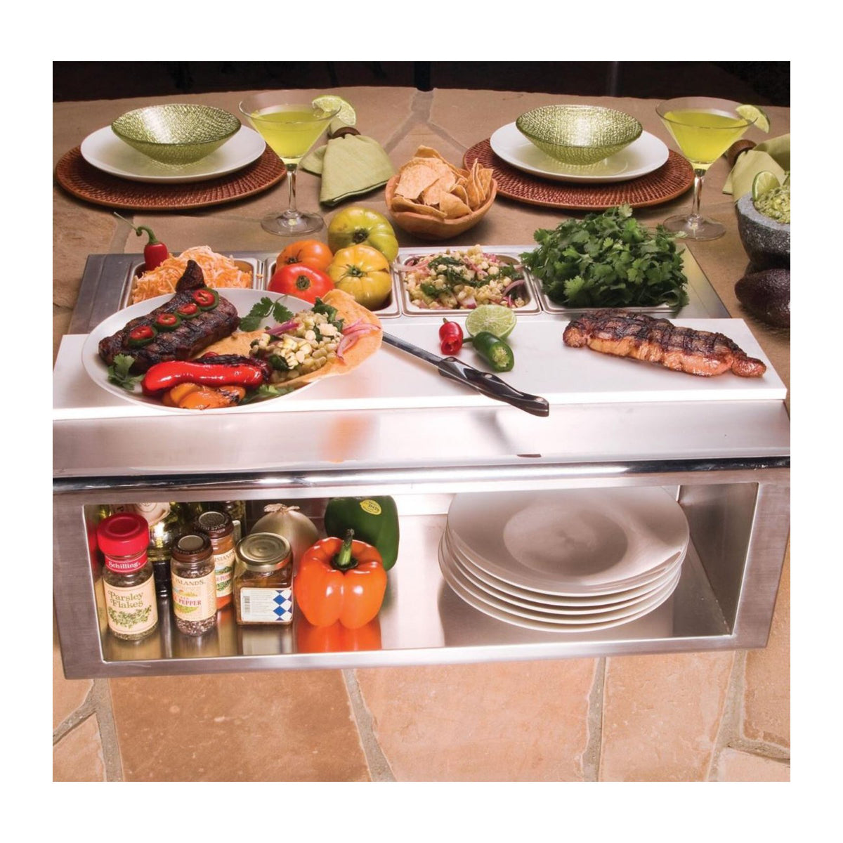 Alfresco 30-Inch Built-In Plate and Garnish Rail w/ Food Pans - APS-30